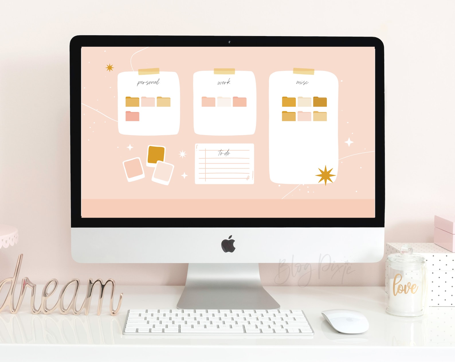 Desktop Folder Icons Boho - Cute Aesthetic Mac Desktop - PC Folders ...