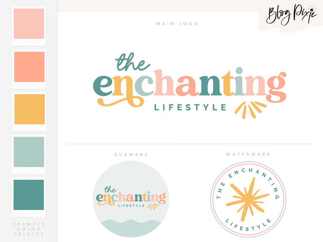 Logo Design Pastel Colorful Logo Retro Boho Logo Small - Etsy Australia