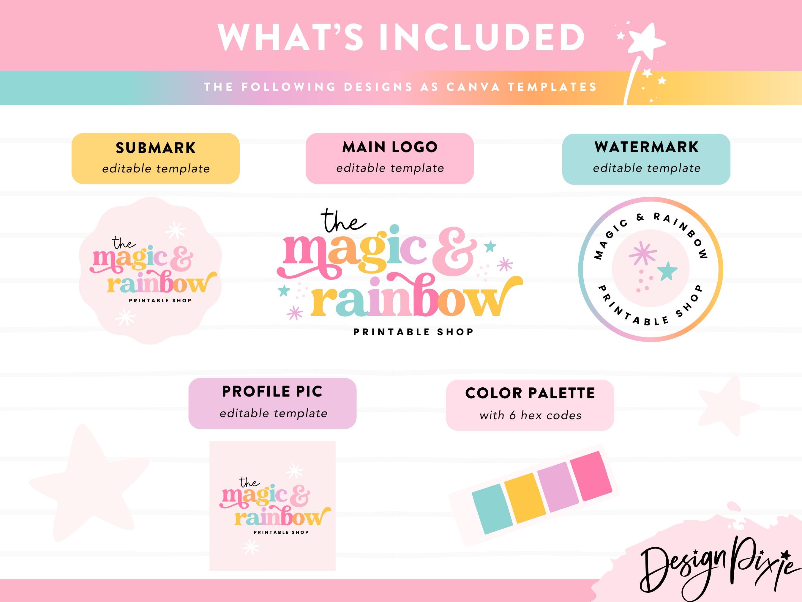Rainbow Logo Design Template - Editable Canva Logo Design - Retro ...