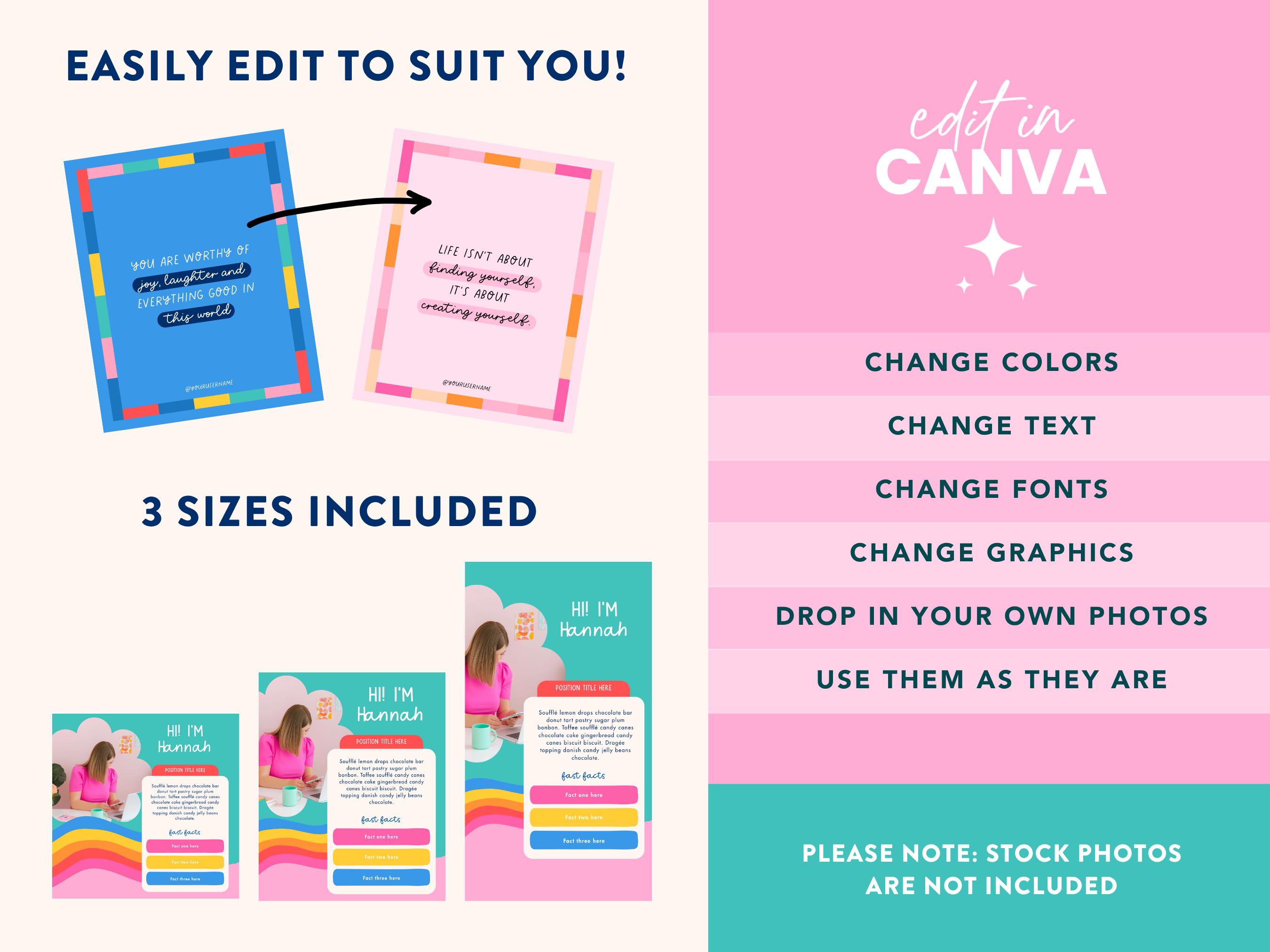Colorful Instagram Templates Bundle - Canva Posts for Teachers, Craft ...