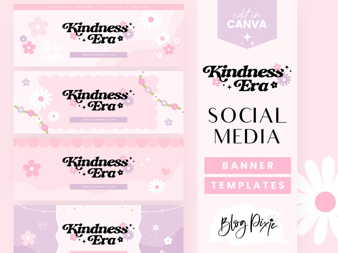 Pink Facebook Banner Template Canva - Pastel Social Media Banners ...