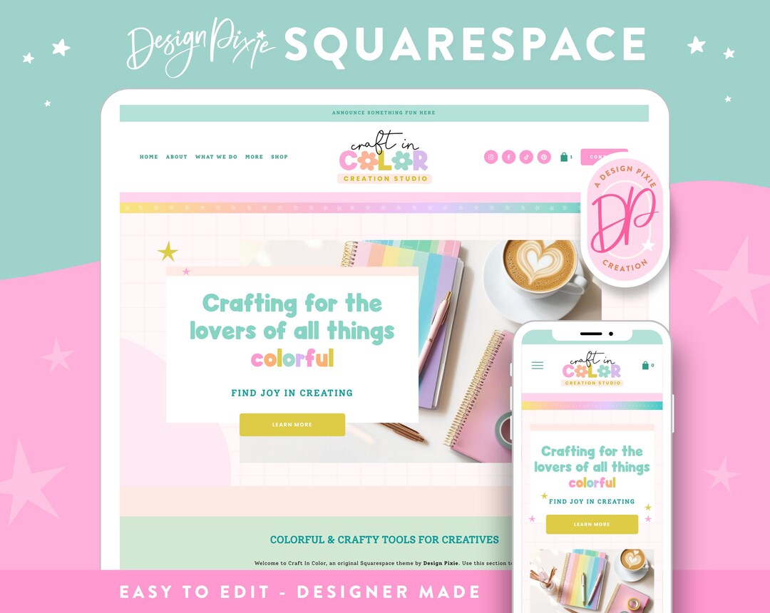 Craft Squarespace Template - Colorful Rainbow Website Design ...