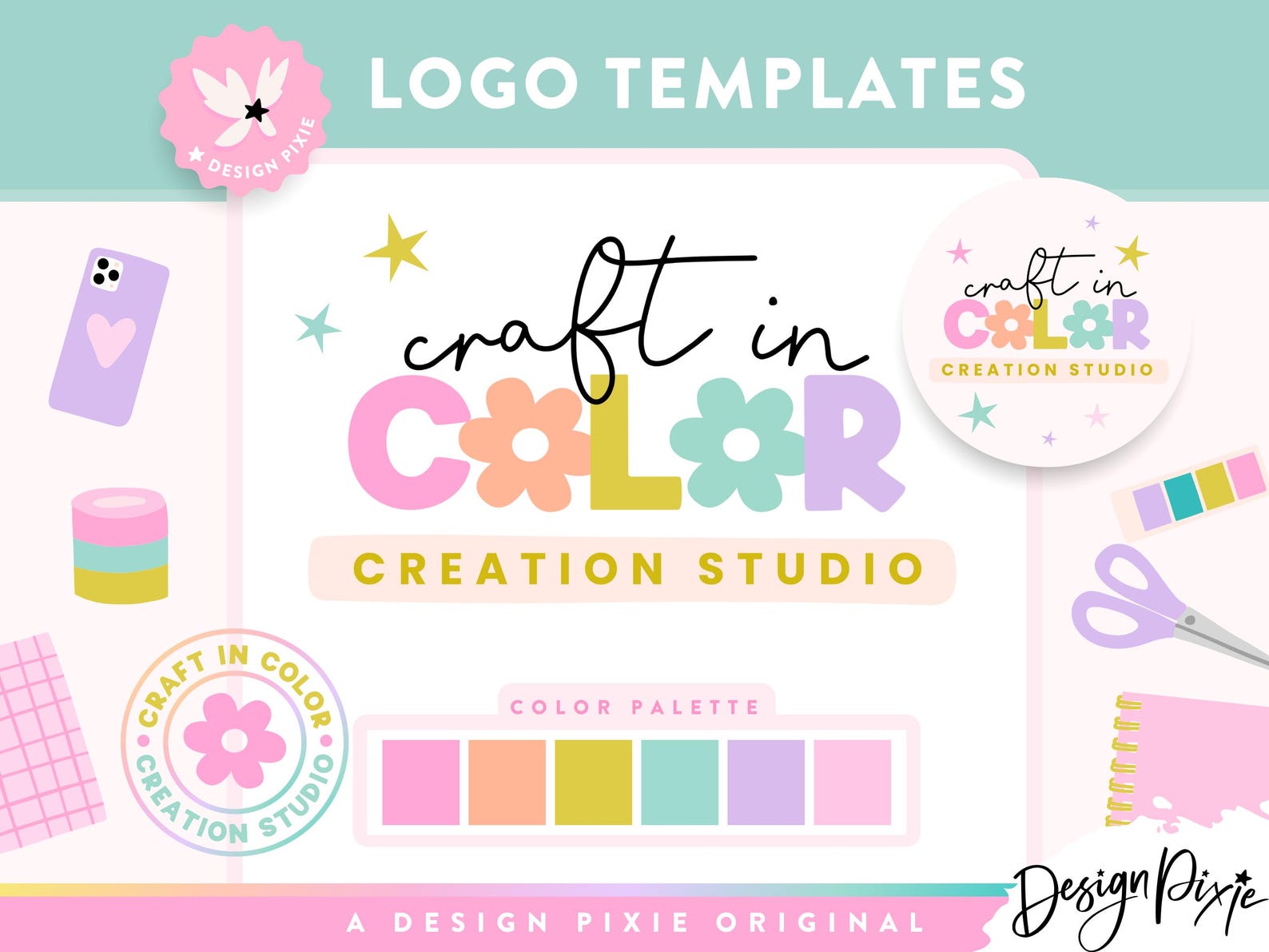 Craft Logo Design Template Canva - Logo for Crafting - Editable Logo ...