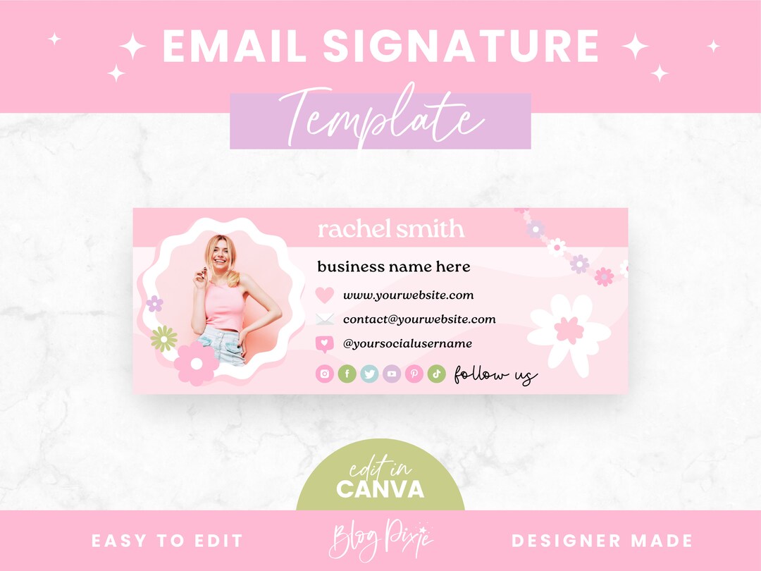 Email Signature Template Canva - Pink Business Email Design - Gmail ...