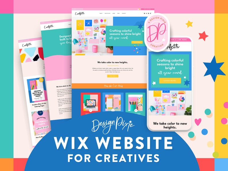 Colorful Wix Website Template - Bright Web Design Theme - Creative ...