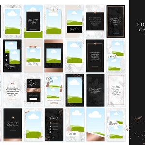 Instagram Stories Template Canva Rose Gold Marble Black Instagram Story ...