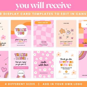 Pink Retro Display Card Template Canva Jewelry Display Card Hair Clip ...