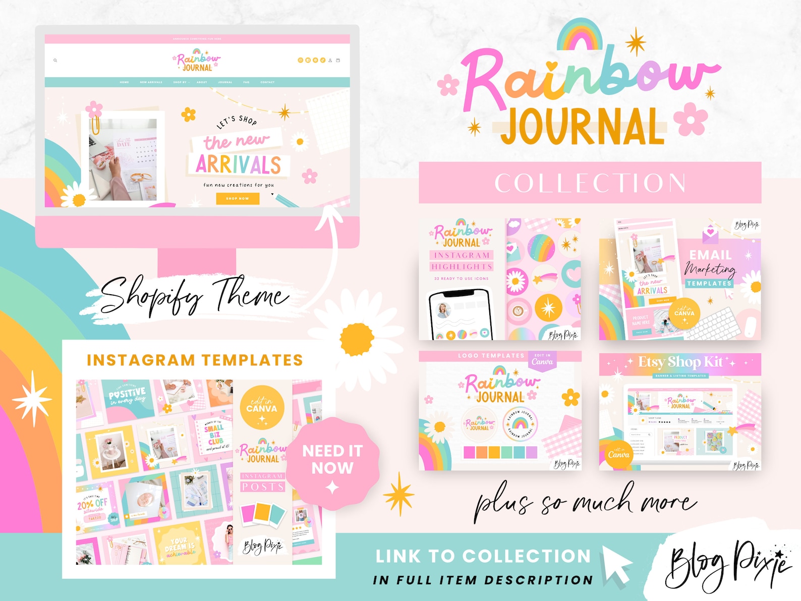 Email Signature Template Canva Rainbow Branding Small Business Email ...