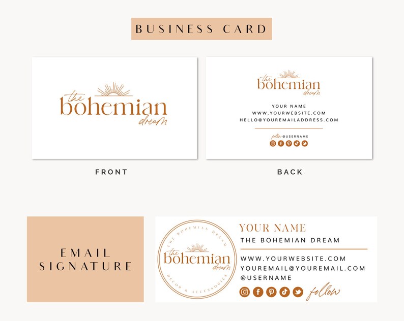 Boho Logo Design Bohemian Branding Watermark Logo | Etsy