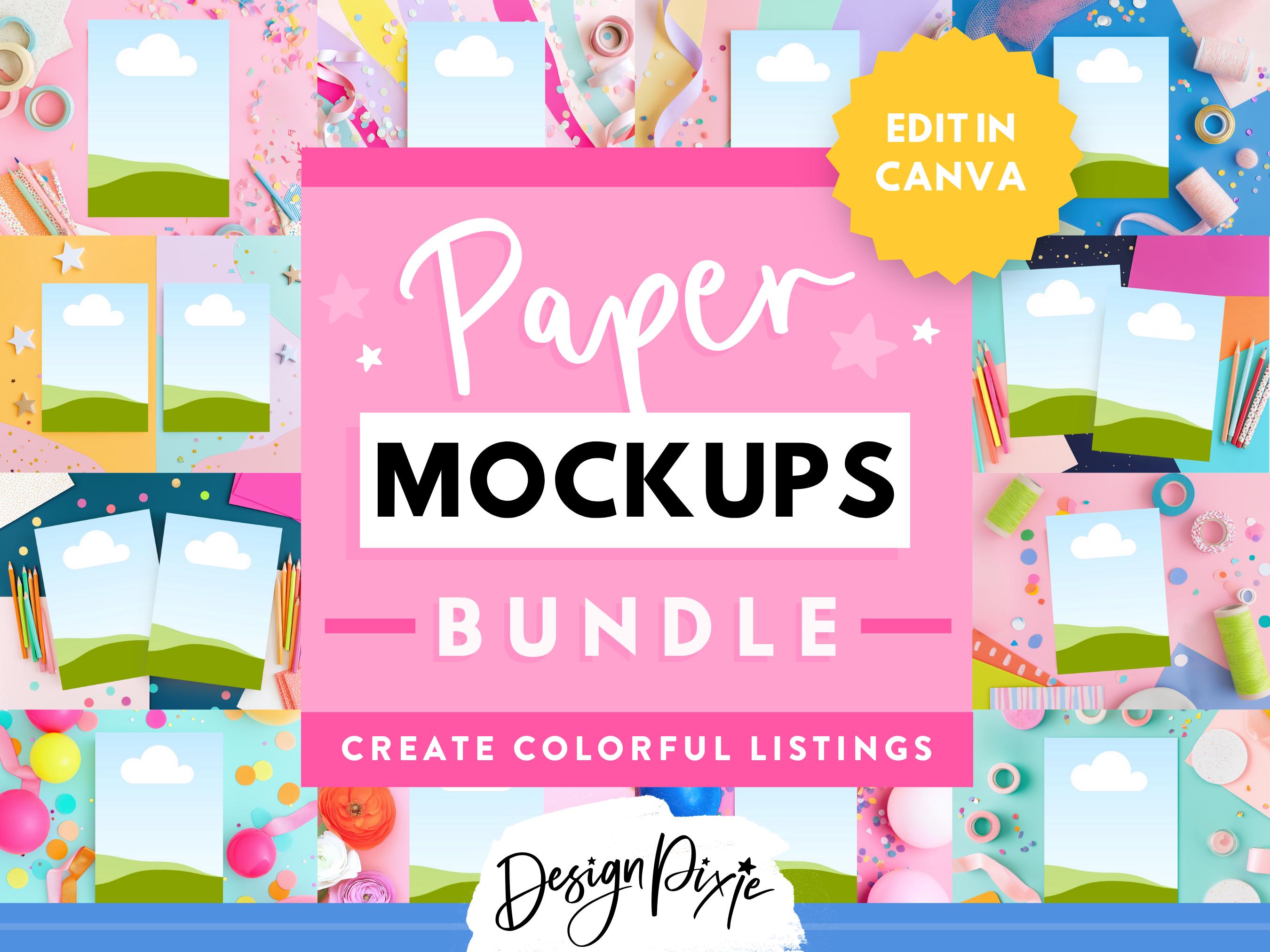 Paper Mockups Canva - Colorful Mockup Templates - TPT Product Mockups ...