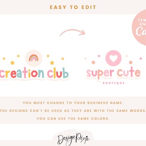 Fun Editable Logo Design Canva - Small Business Logo Template - Rainbow ...