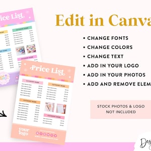 Pastel Party Price List Template - Canva Pricing Guide - Creative Price ...