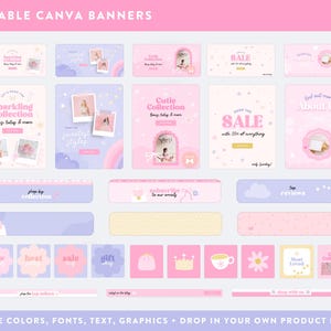 Girly Pink Shopify Banner Templates - Feminine Bows, Butterflies ...