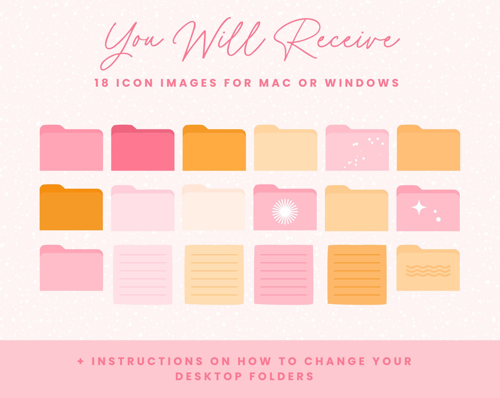 Desktop Folder Icons Pink Bright - Cute Aesthetic Mac Desktop - PC ...