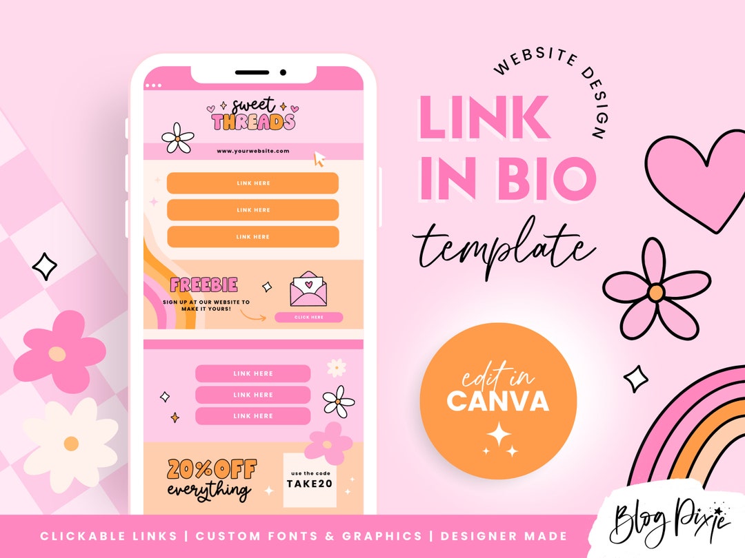 Link in Bio Template Canva - Pink Links Website - Instagram Landing ...