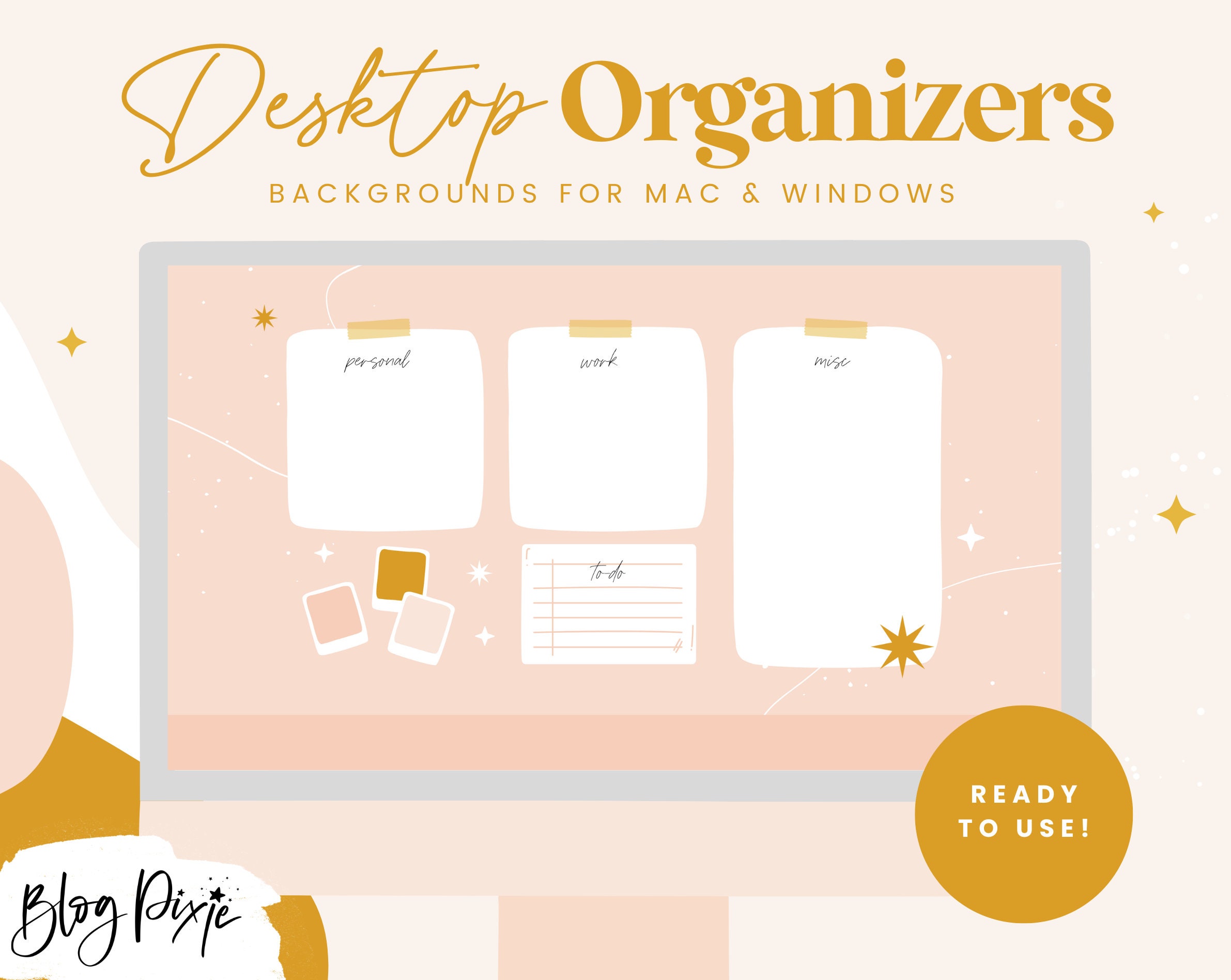 Desktop Organizer Wallpaper Boho Desktop Background Cute - Etsy