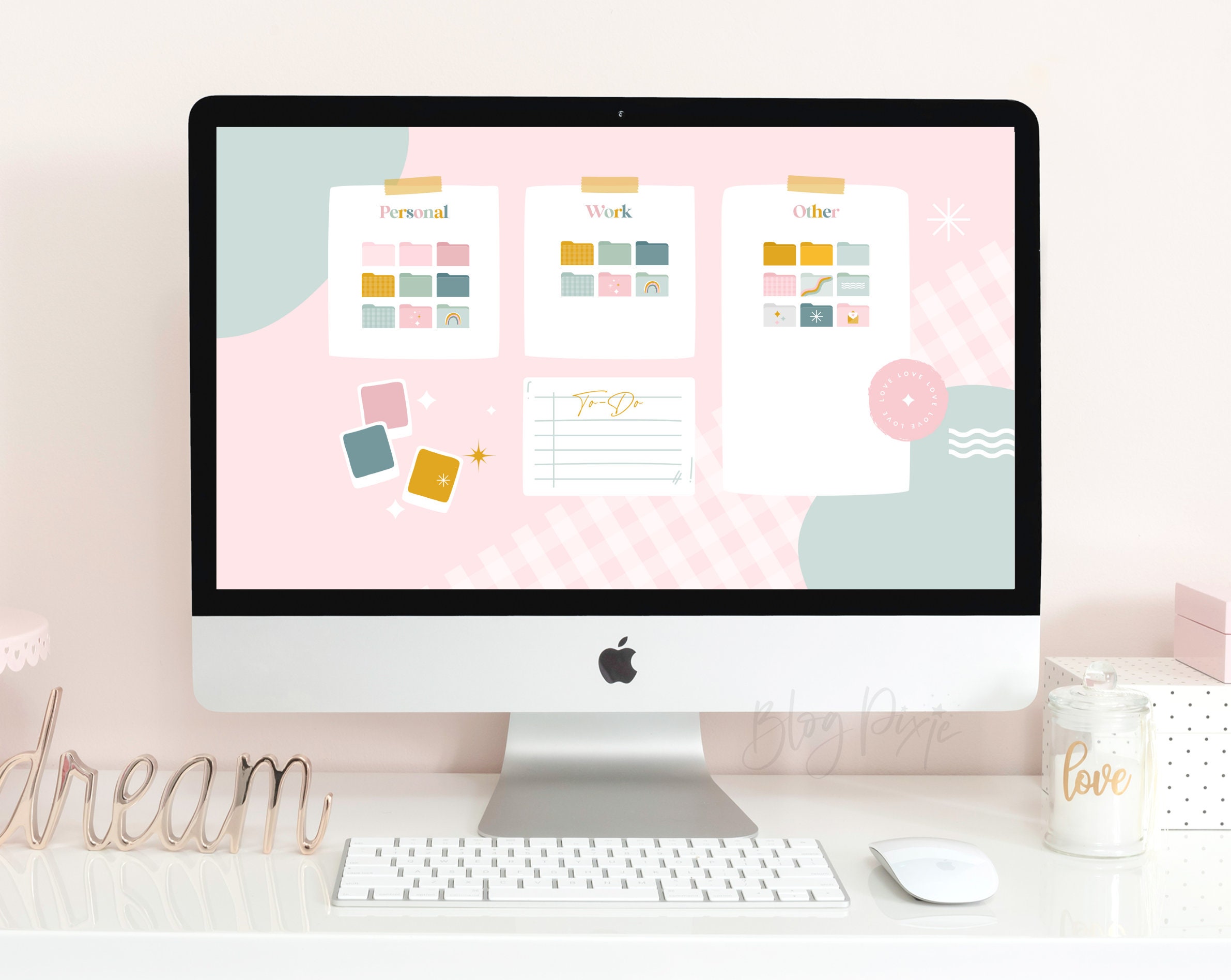 Desktop Folder Icons Pastel Rainbow - Cute Aesthetic Mac Desktop - PC ...
