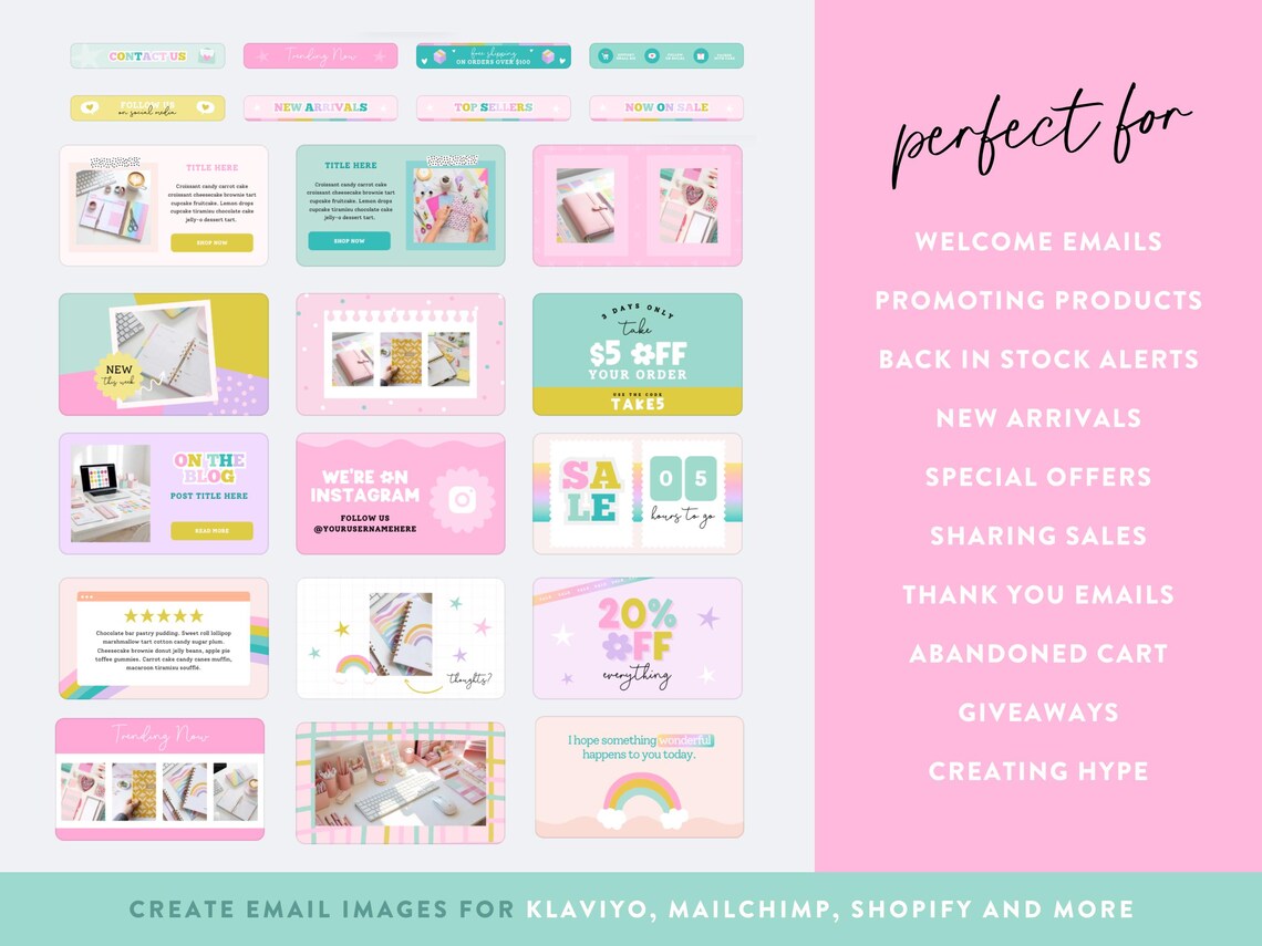 Craft Email Marketing Canva Templates - Pastel Rainbow Colorful ...