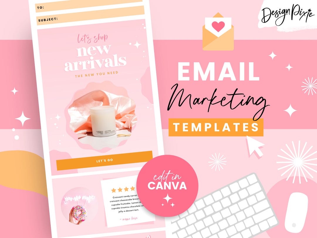 Pink Email Marketing Templates - Canva Newsletter Template - Shopify ...