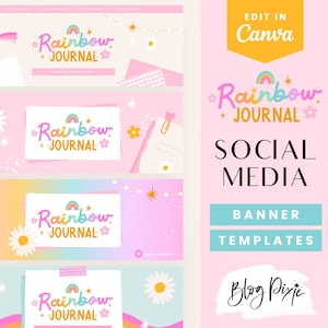 Rainbow Social Media Banner Templates Canva - Rainbow Facebook Cover ...