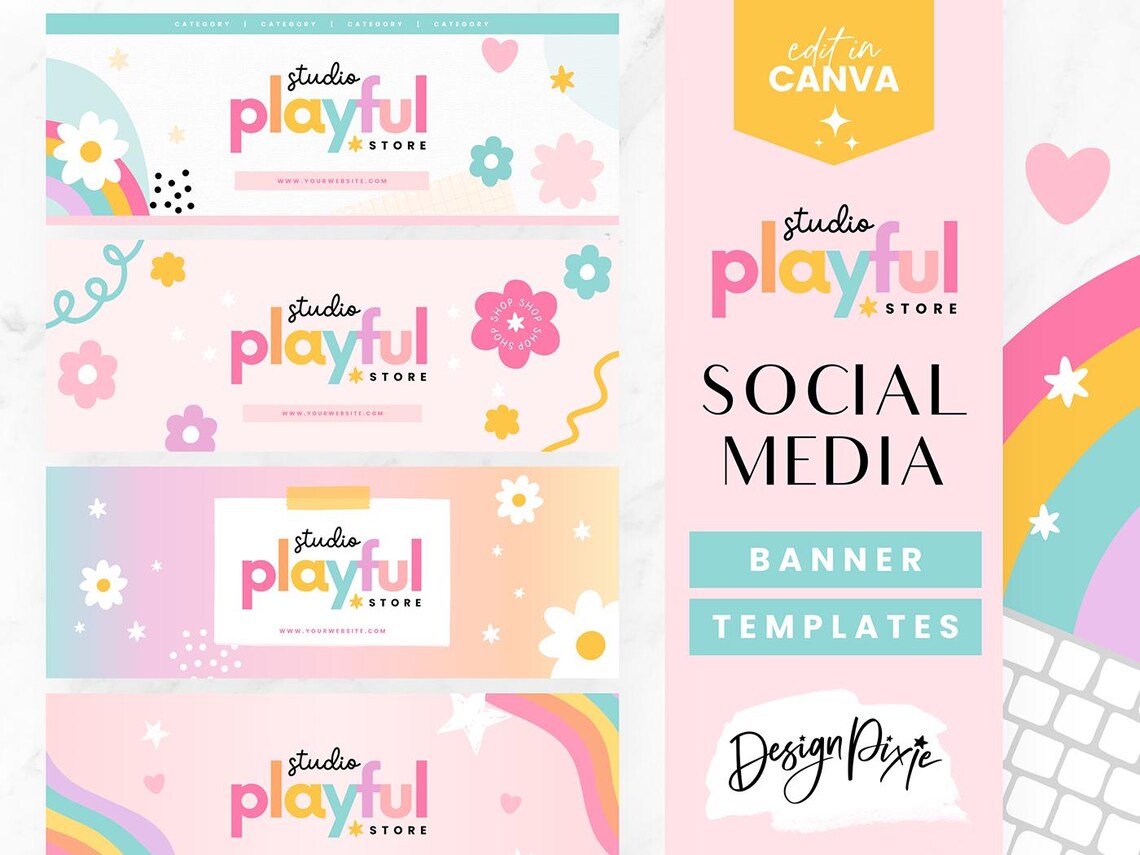 Social Media Templates Canva - Facebook Banner Templates - Playful ...