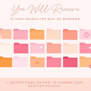 Desktop Folder Icons Pink Peach - Cute Aesthetic Mac Desktop - PC ...