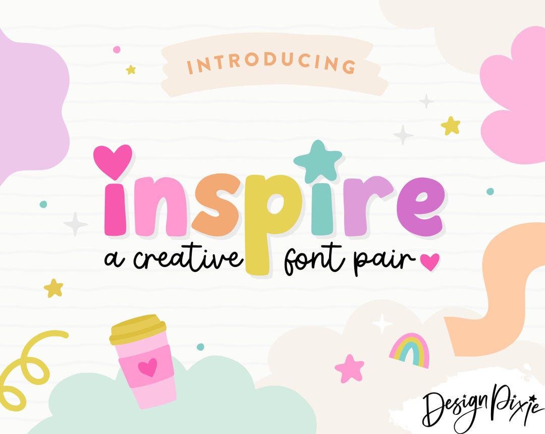 Inspire Font Pair - Cute Handwritten Fonts - Aesthetic Font Pairing ...