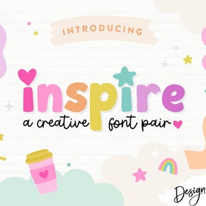 Inspire Font Pair - Cute Handwritten Fonts - Aesthetic Font Pairing ...