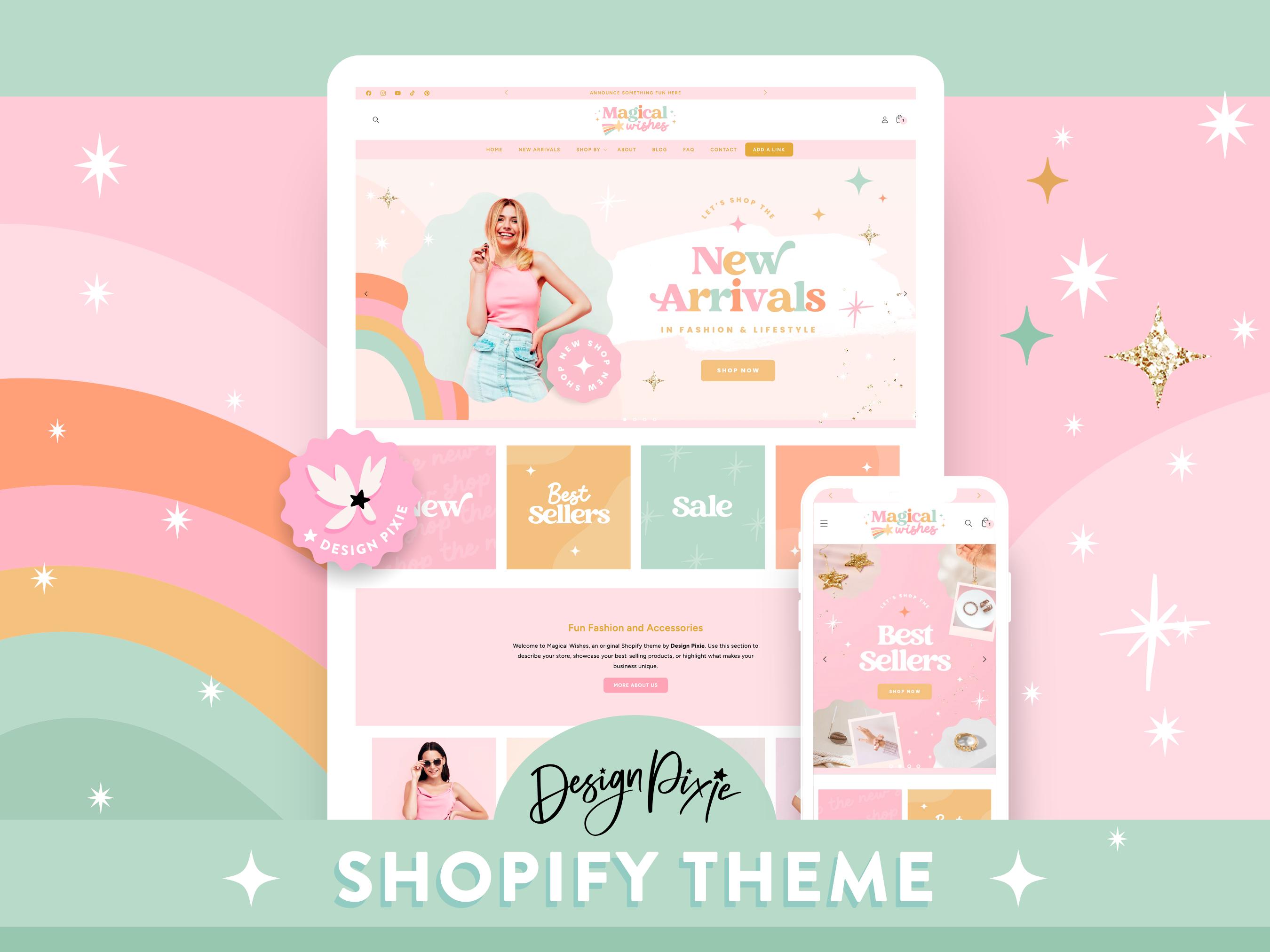 Pastel Rainbow Shopify Theme - Canva Website Design Template - Pink ...