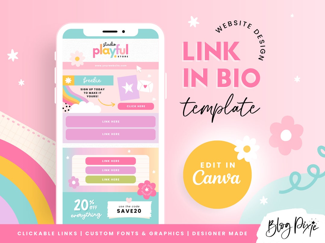 Link in Bio Template Canva Links Website Instagram Landing Page Canva ...