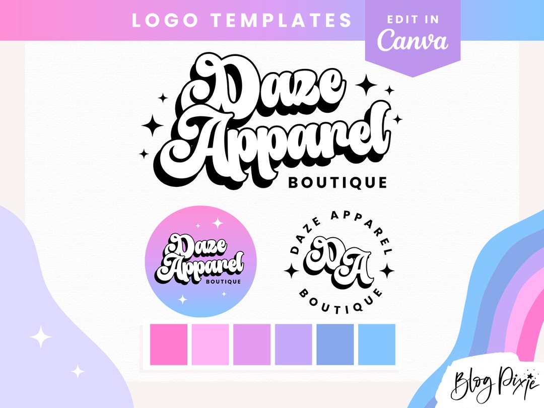 Black Retro Logo Design Editable Canva Logo Template Seventies Logo ...