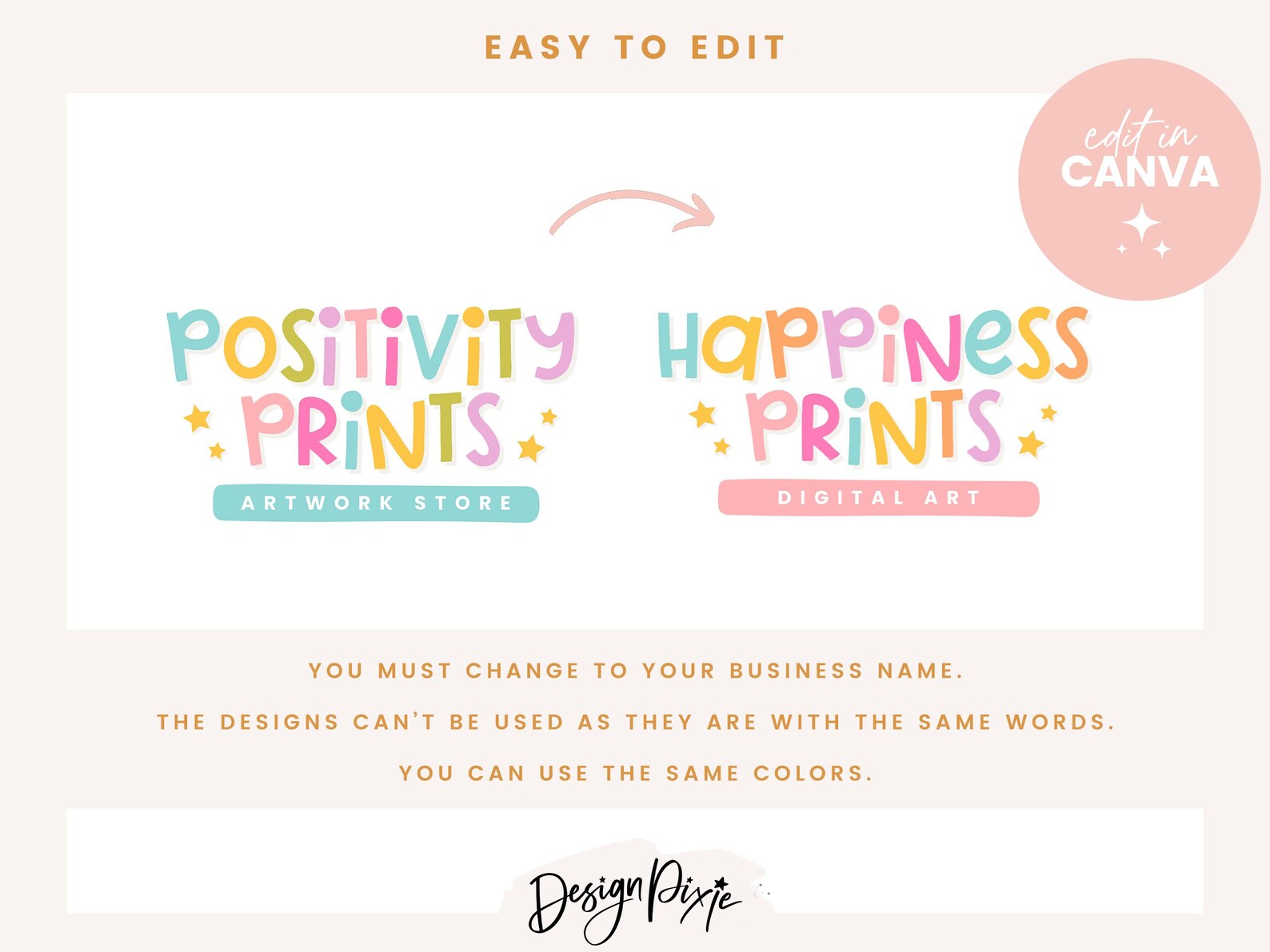 Fun Logo Design Template Canva - Editable Logo Design - Star Rainbow ...