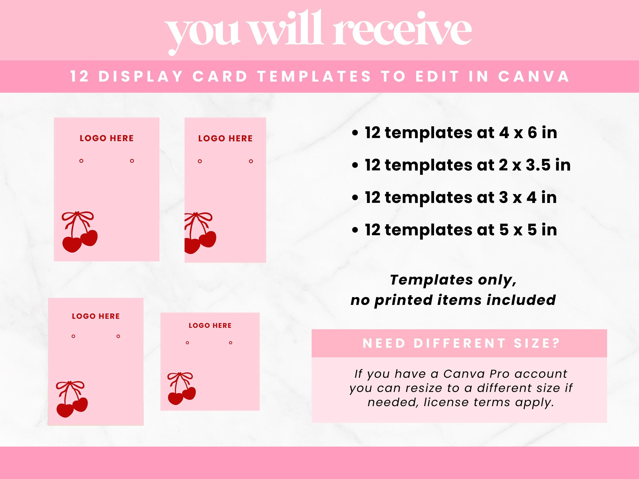 Coquette Display Card Templates Canva - Jewelry Backing Product Display ...