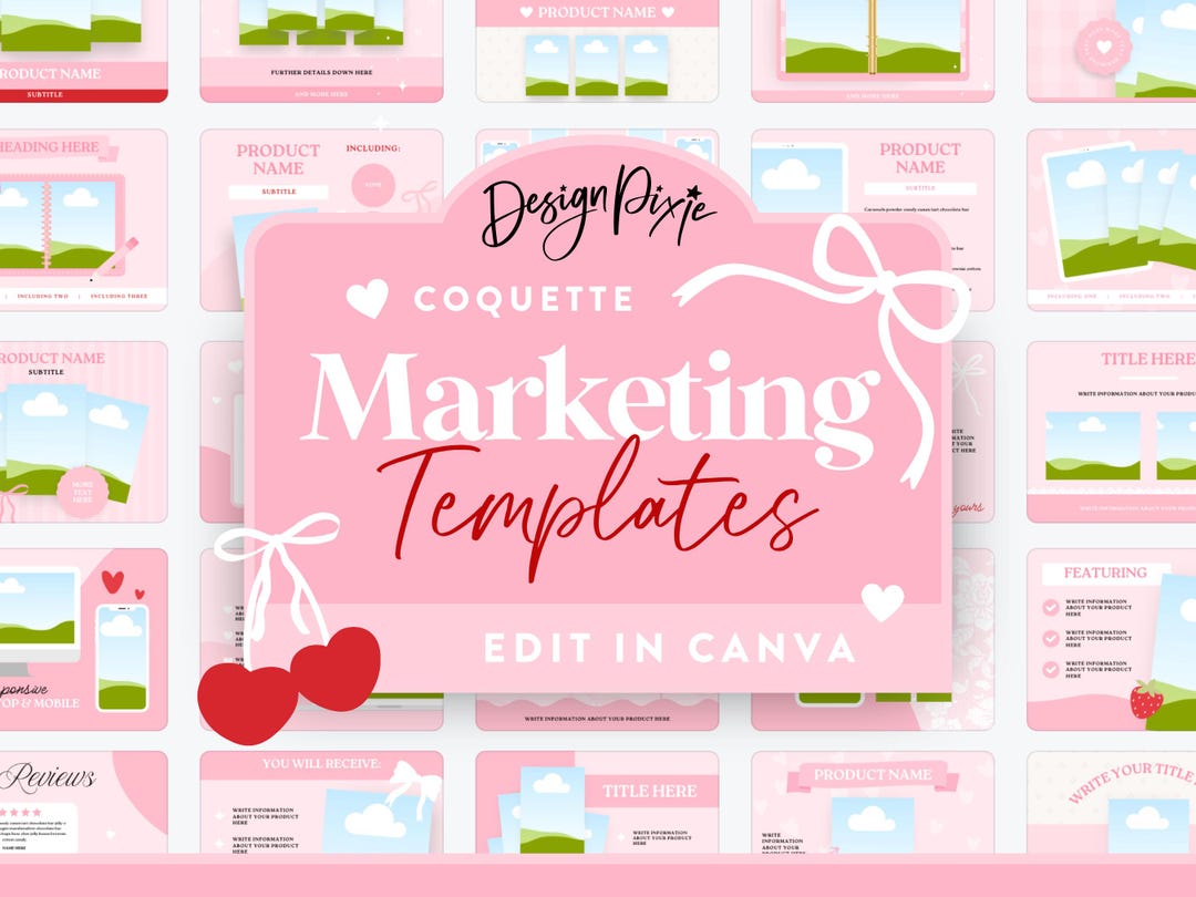 Pink Marketing Templates - Canva Listing Designs - Etsy Listing Mockups ...