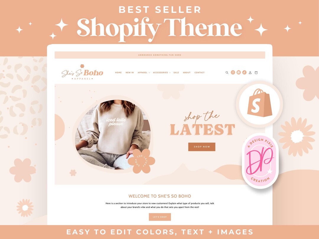 Shopify Theme Boho Template Shopify Website Western Shopify Banners ...