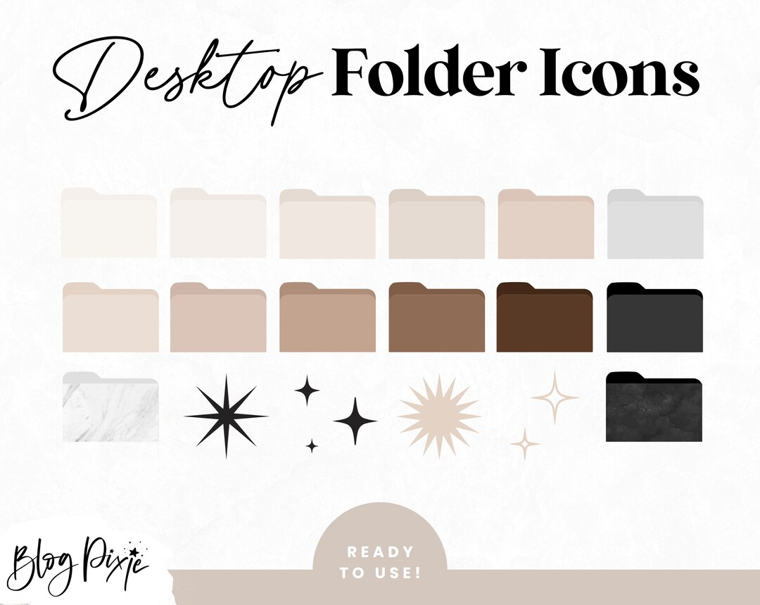 Aesthetic Desktop Folder Icons Neutral Beige Mac Desktop PC Folders ...