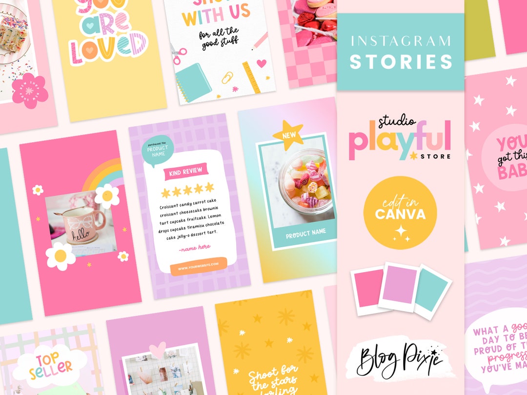 Rainbow Instagram Story Templates Instagram Templates Canva Positive ...
