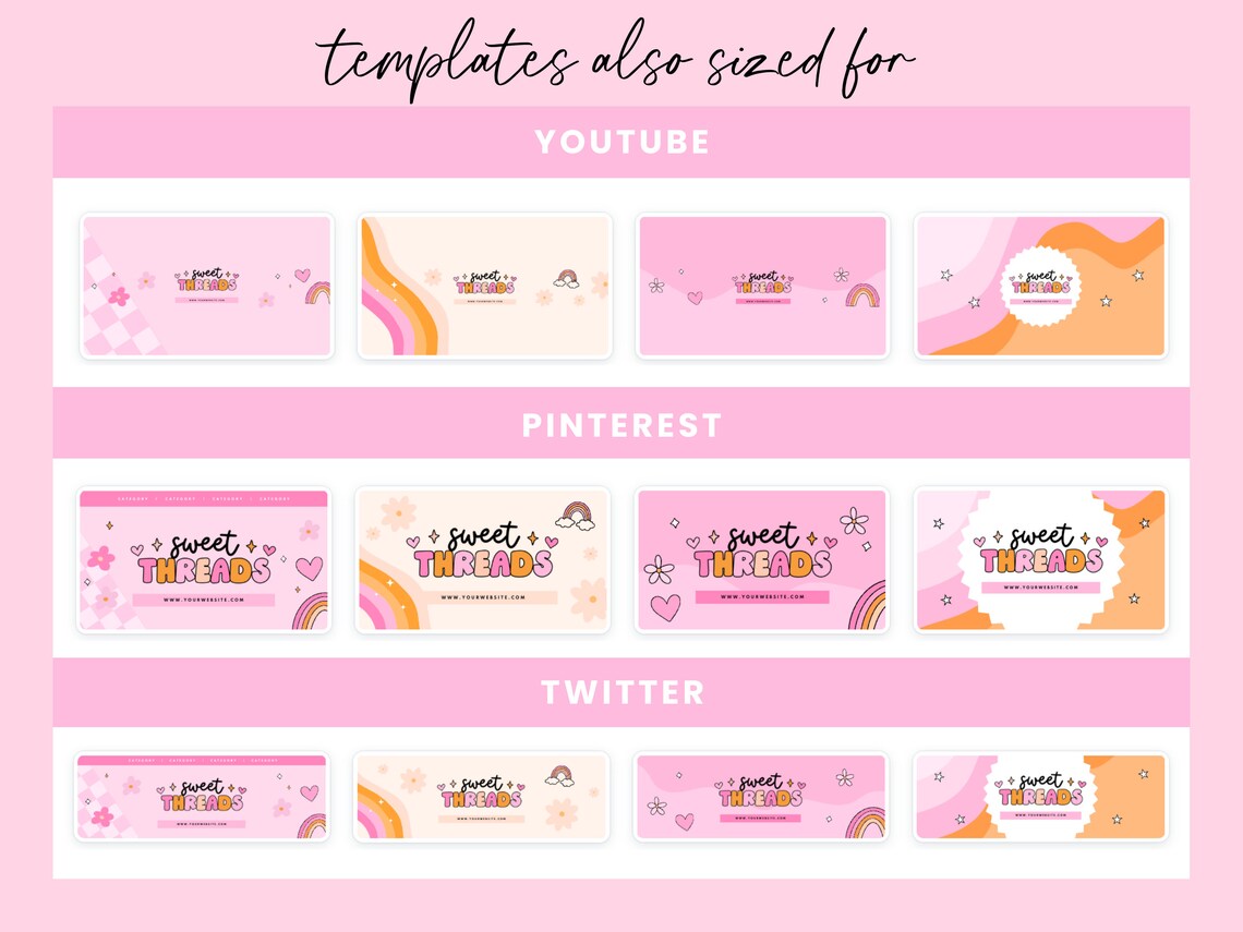 Pink Retro Facebook Banner Template Canva - Hot Pink Social Media ...
