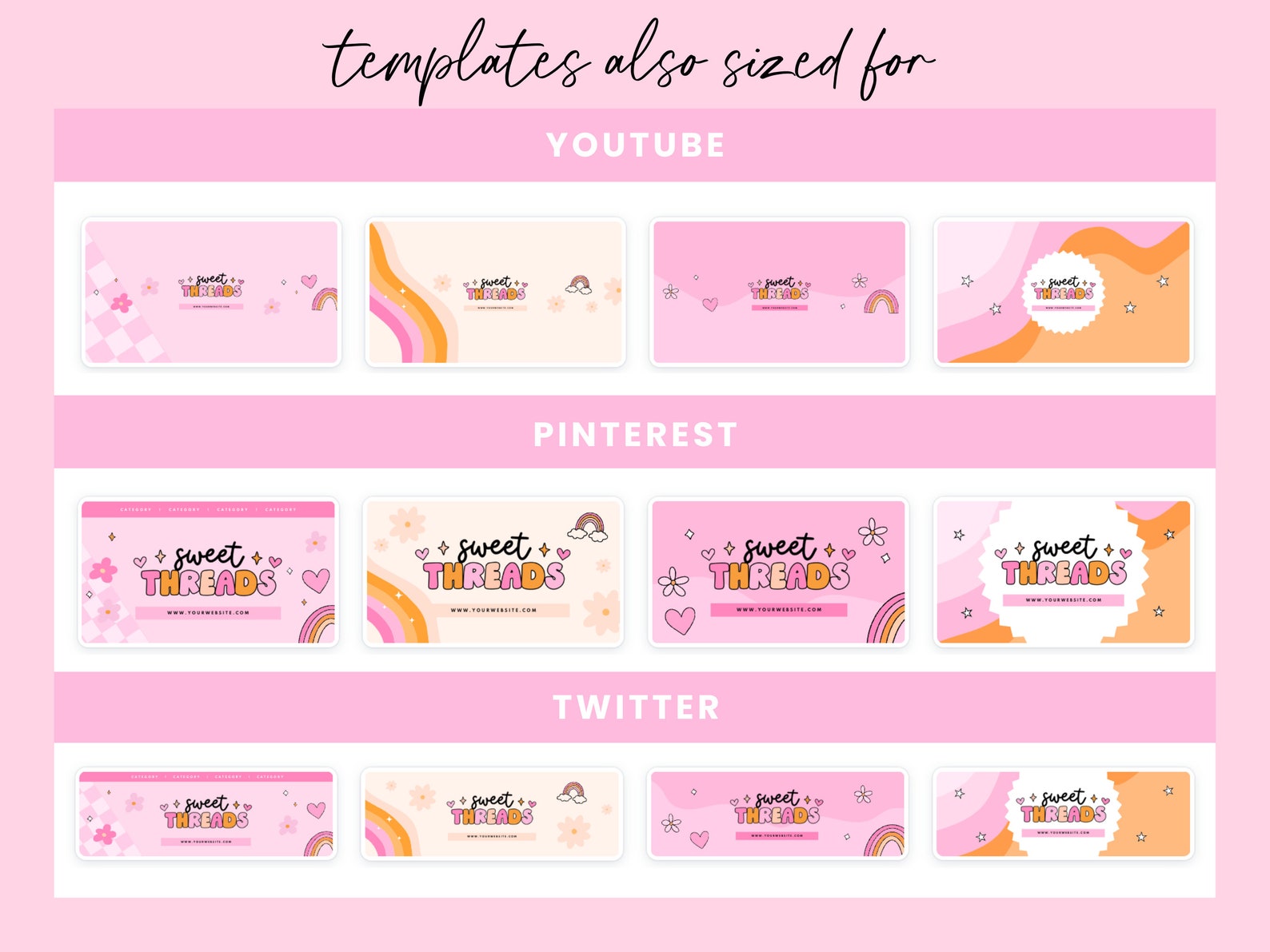 Pink Retro Facebook Banner Template Canva - Hot Pink Social Media ...