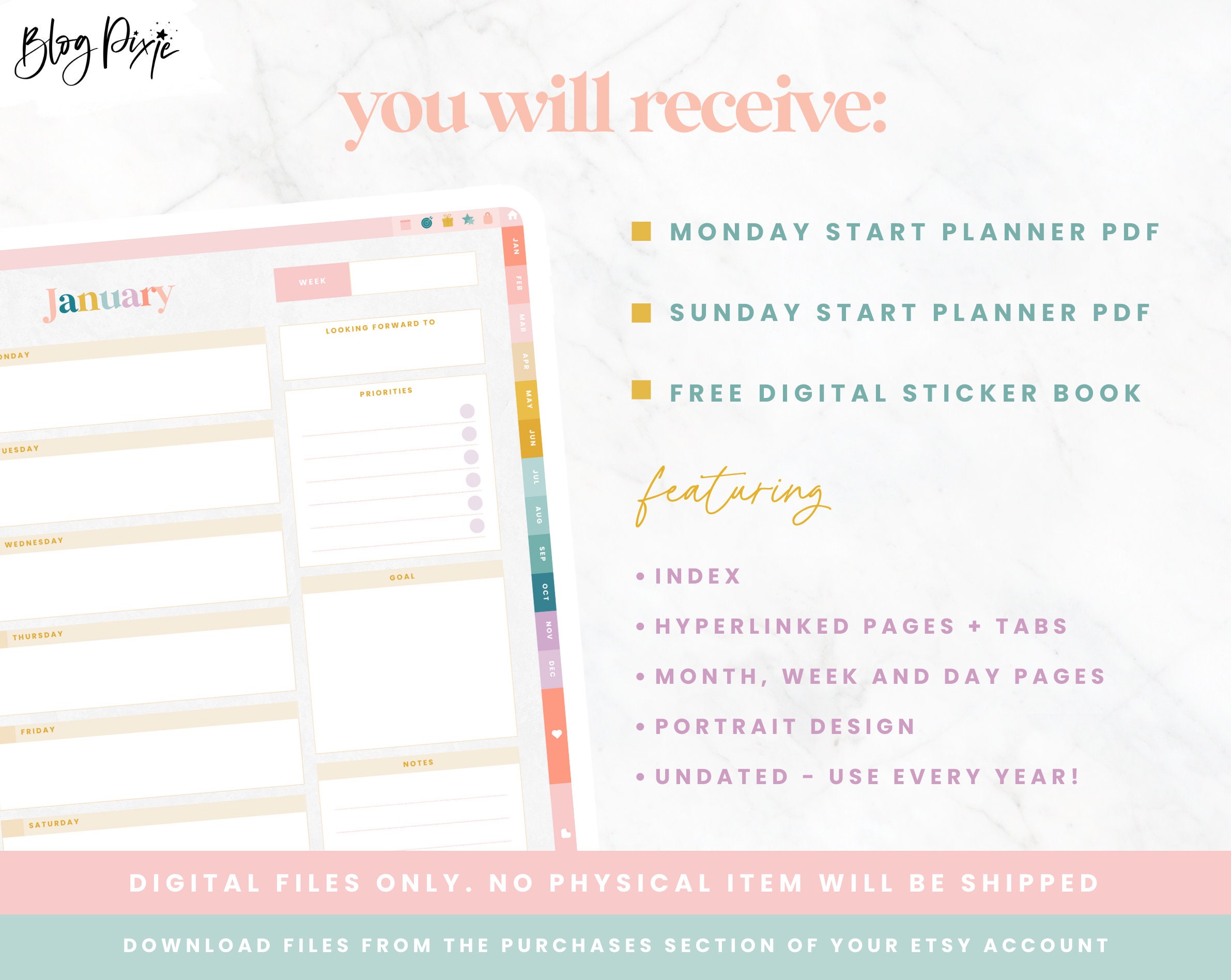 Digital Planner 2026 - Undated Goodnotes Planner - Digital Stickers ...