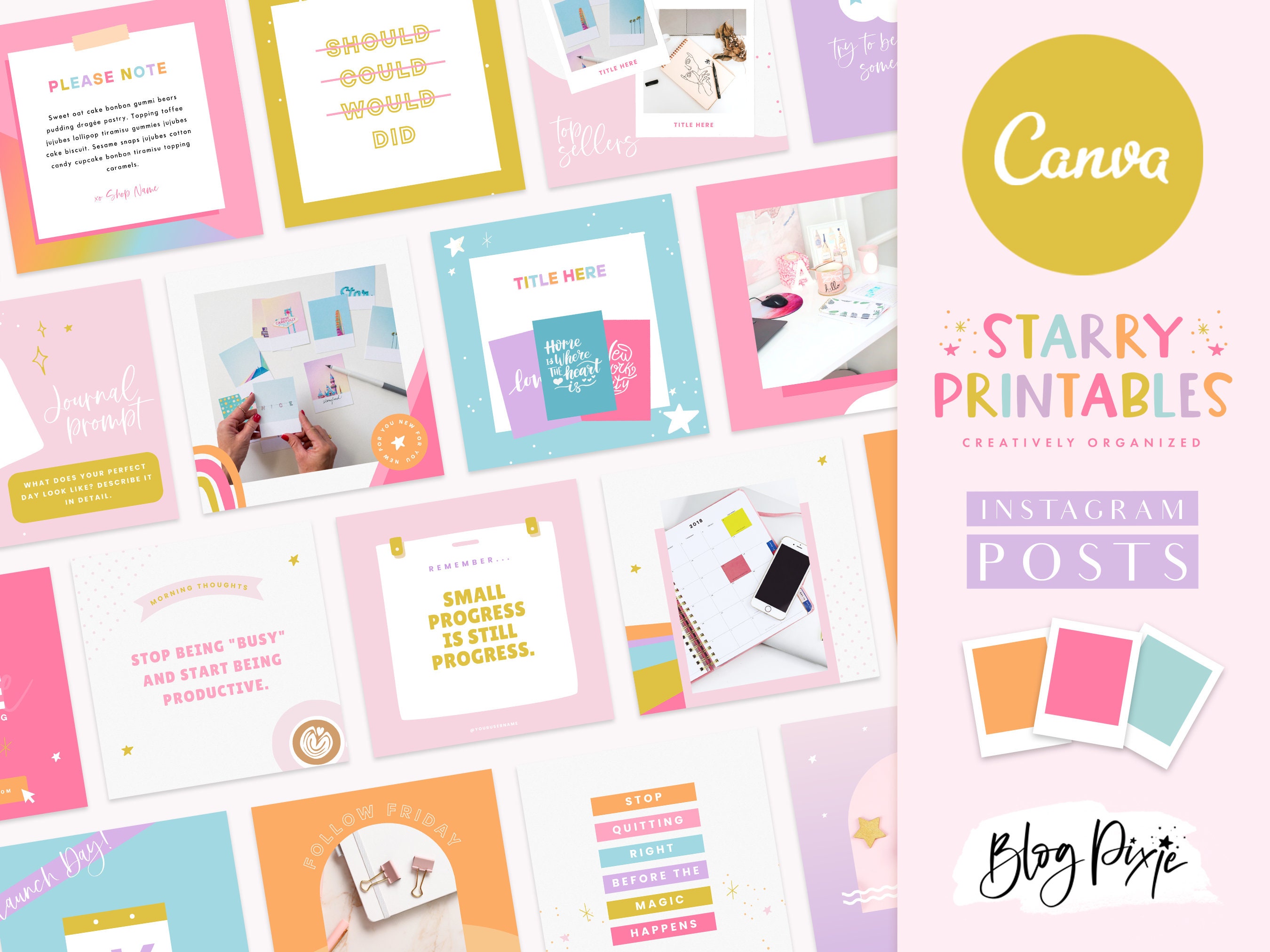 Instagram Post Templates Rainbow Instagram Templates Canva - Etsy Australia