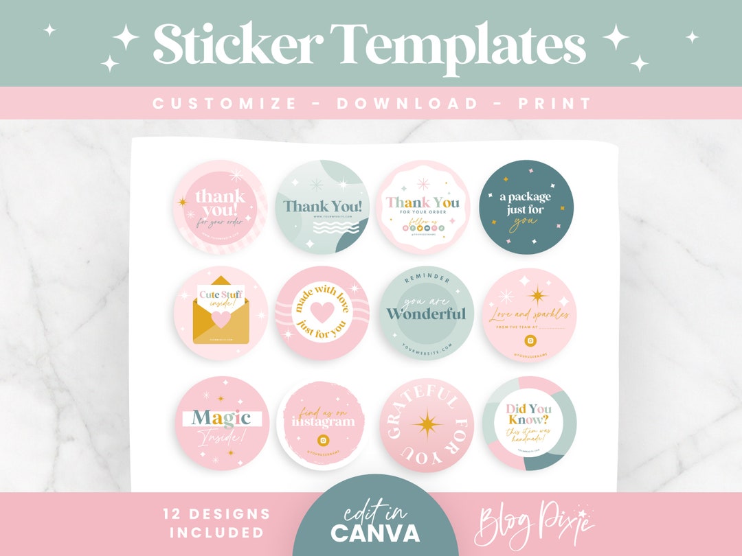 Pastel Sticker Templates Canva Circle Thank You Stickers Packaging ...