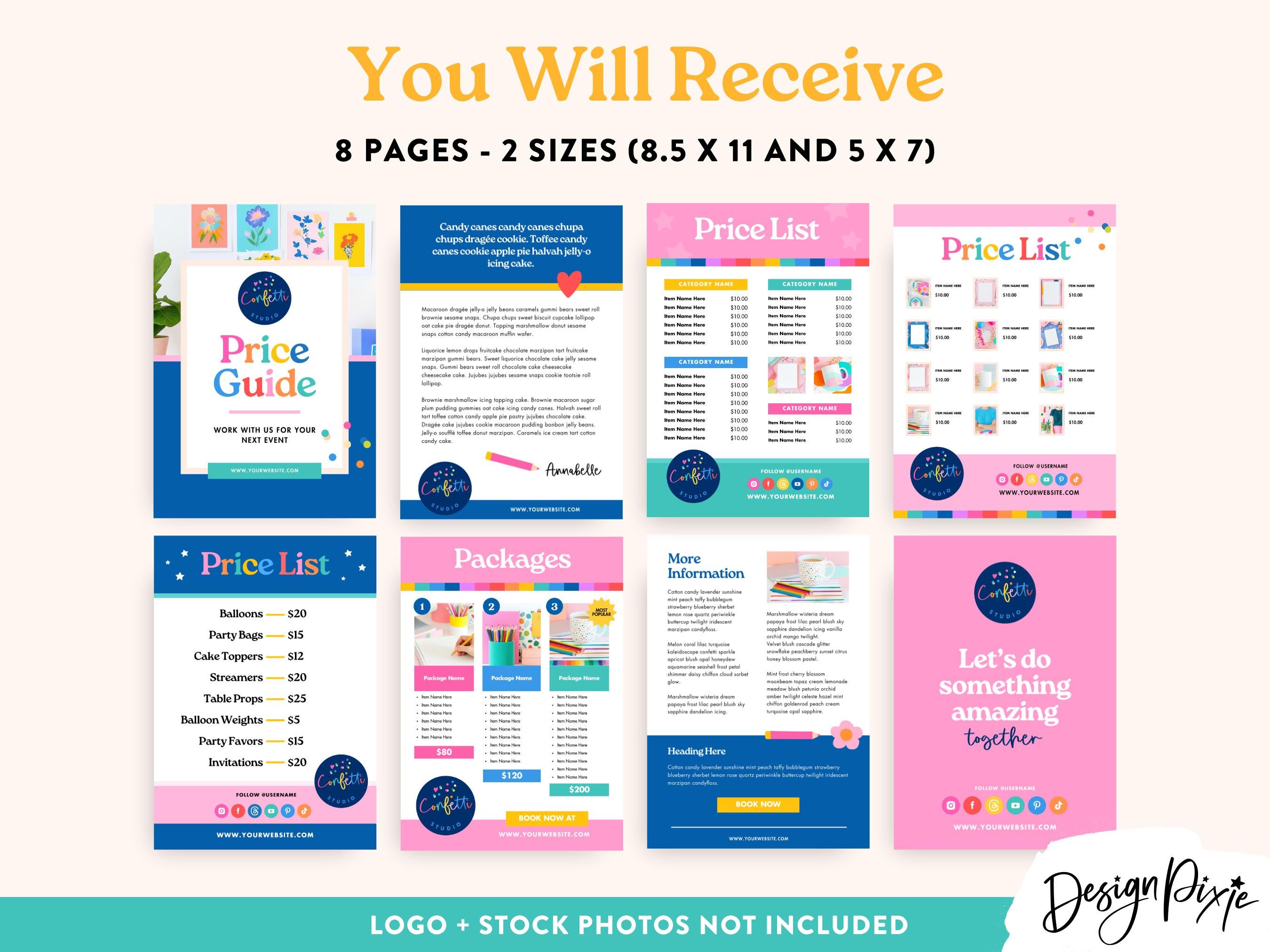 Colorful Price List Template - Canva Pricing Guide for Creative ...