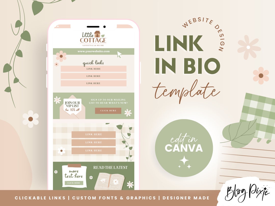 Cottagecore Links Website Template Canva - Link in Bio - Instagram ...