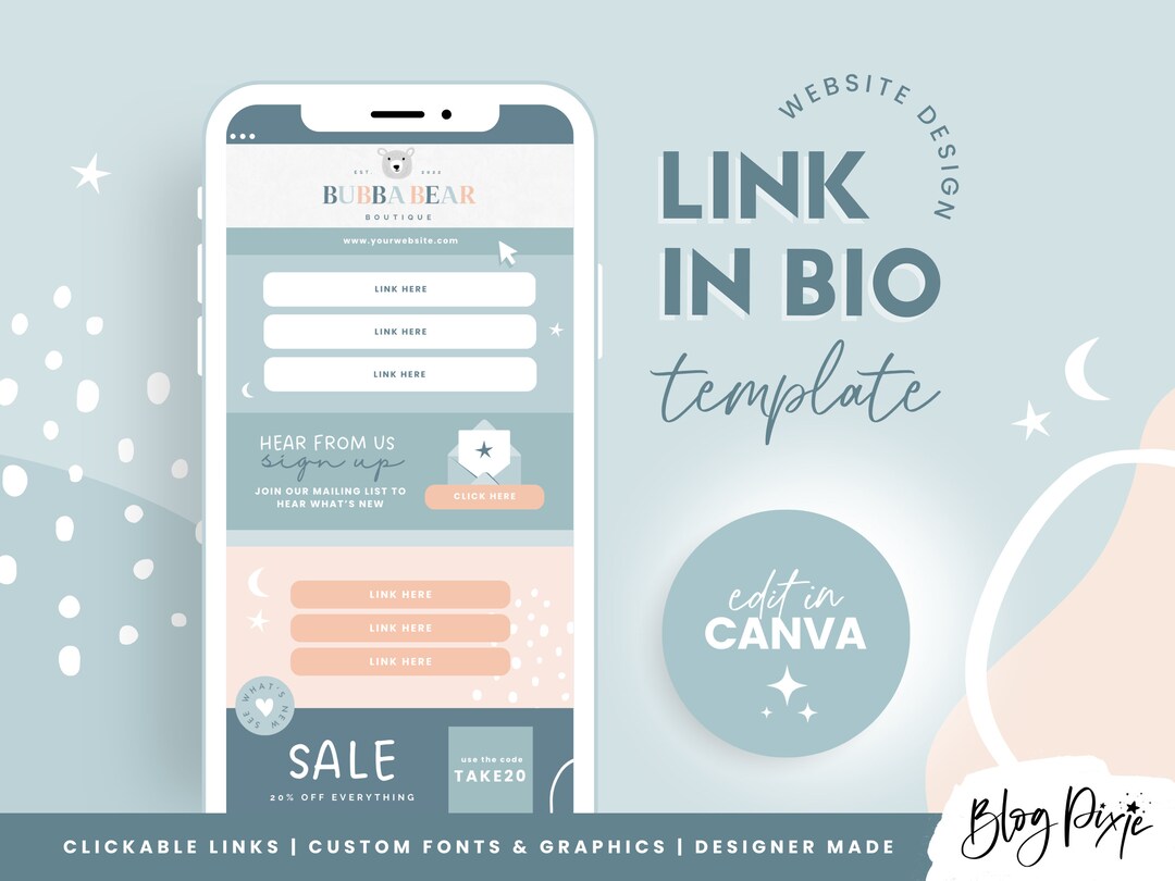 Link in Bio Template Canva - Links Website - Instagram Landing Page ...