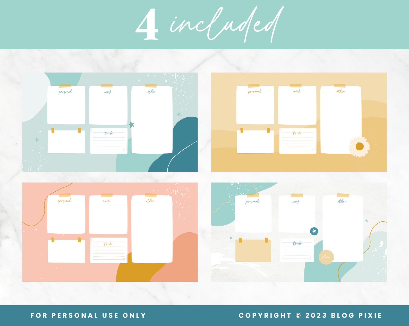 Desktop Organizer Blue Wallpaper Background Aesthetic - Etsy