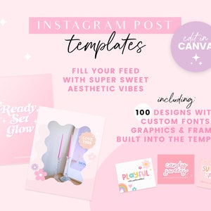 Pink Instagram Post Templates Canva - Coquette Instagram Templates ...