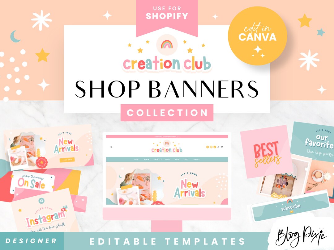 Fun Shopify Banner Templates Canva Shopify Store Banners Rainbow ...