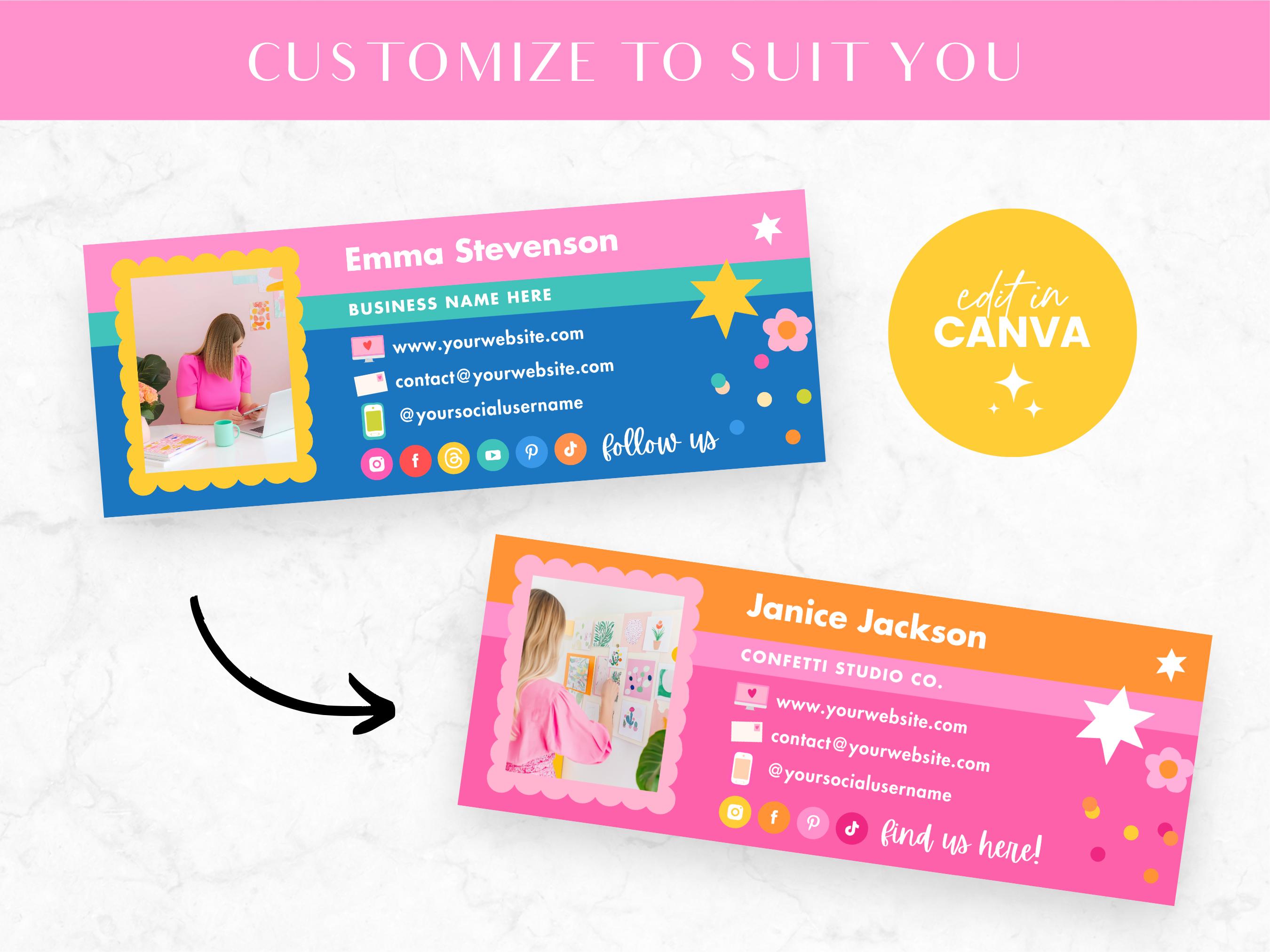 Colorful Email Signature Template Canva - Fun Creative Email Footer ...