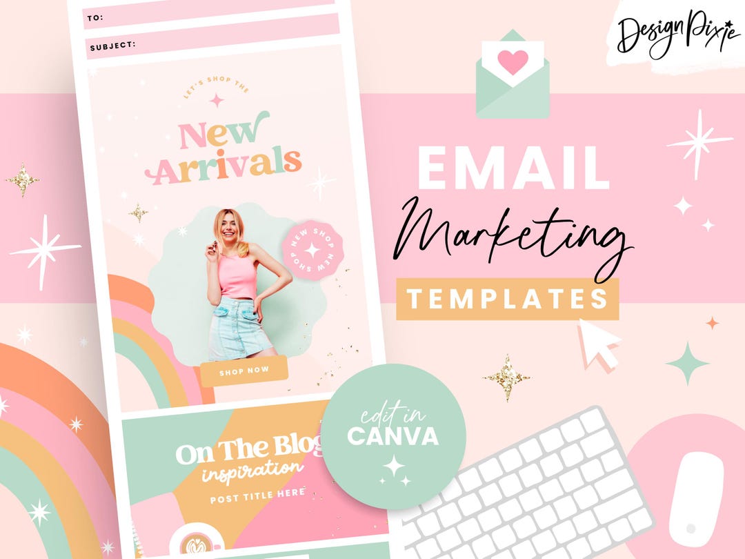 Email Templates Pink - Canva Newsletter Template - Mailing List Design ...